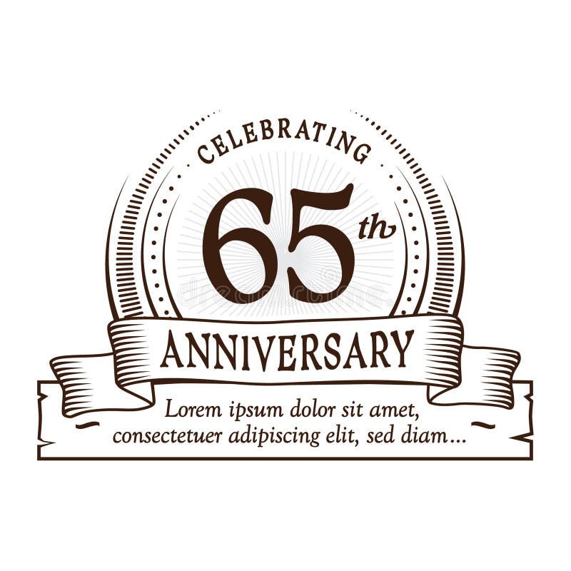 65th Anniversary Design Template. 65 Years Logo. Sixty-five Years ...