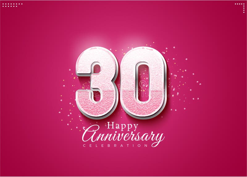 30th Anniversary with Beautiful White Glitter Background. Vector ...