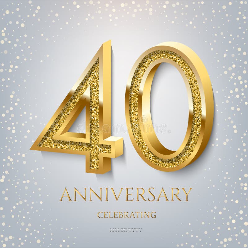 40th Anniversary Celebrating Golden Text and Confetti on Light Blue ...