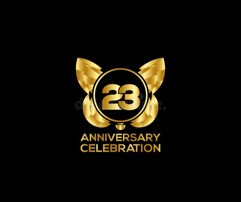 23th Anniversary Celebration Day with Gold Color Light Bright Modern ...