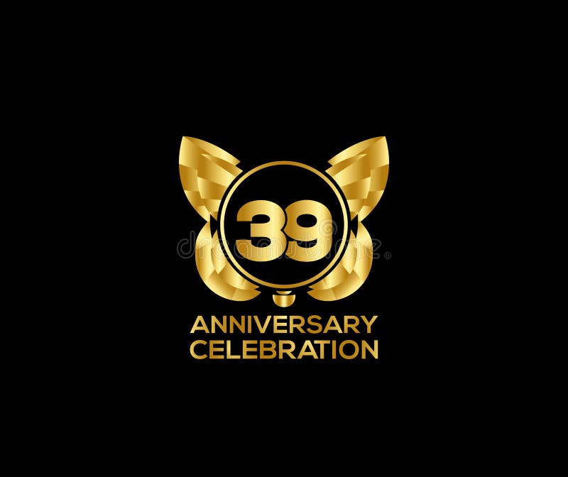 39th Anniversary Celebration Day with Gold Color Light Bright Modern ...
