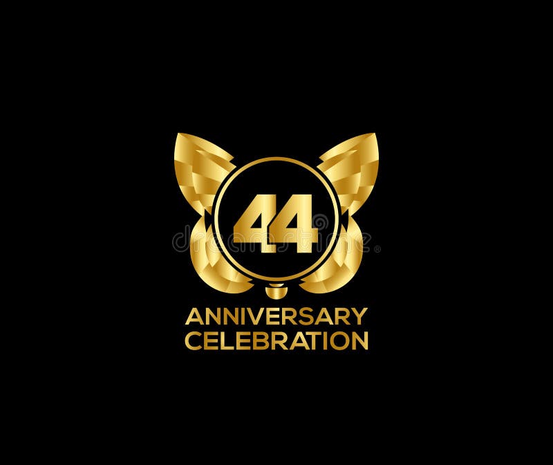 44th Anniversary Celebration Day with Gold Color Light Bright Modern ...