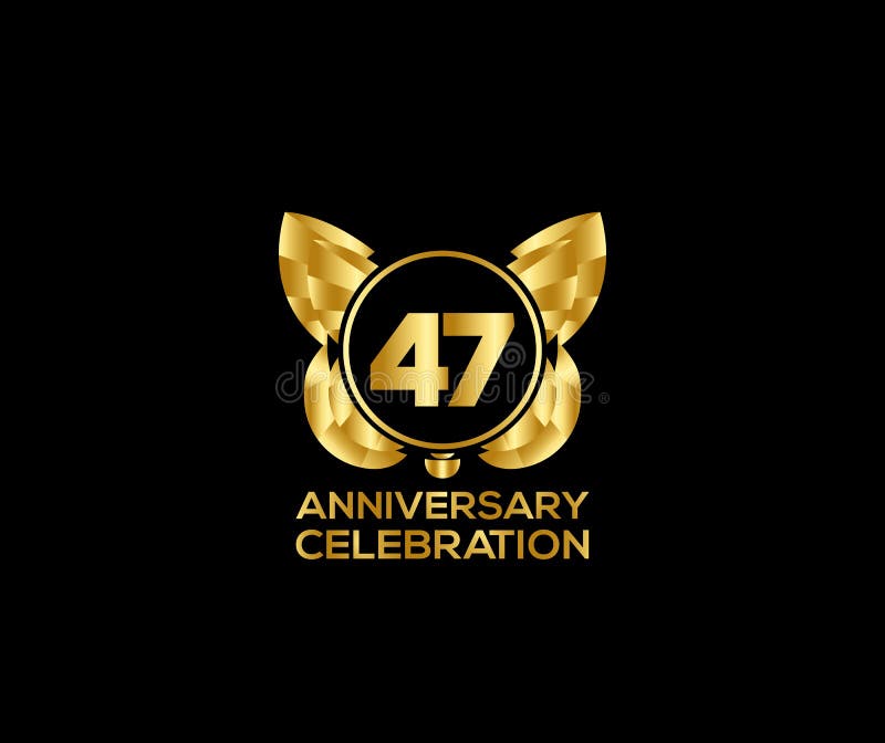 47th Anniversary Celebration Day with Gold Color Light Bright Modern ...