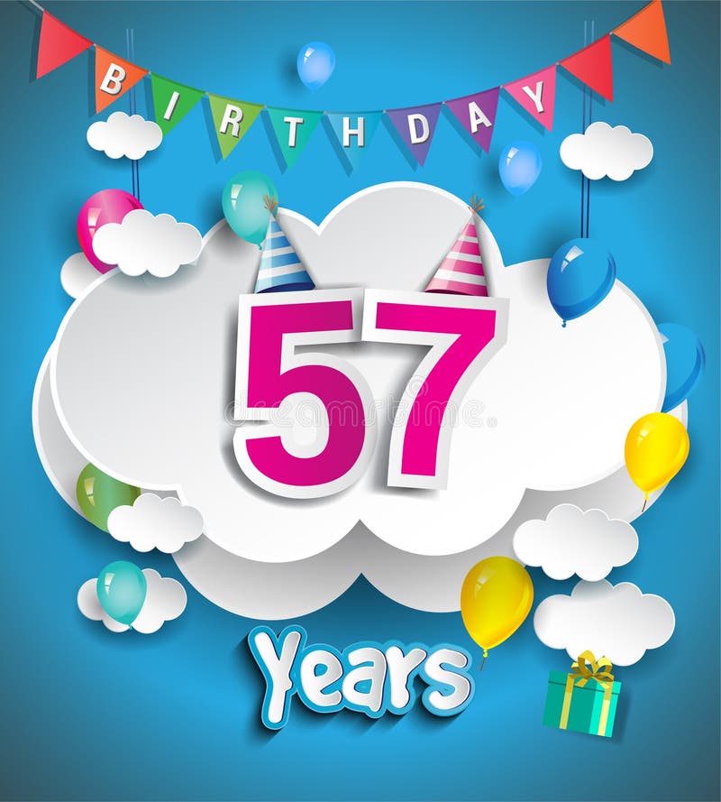 57th Anniversary Logo with Silver Ring Combination Blue Ribbon and ...