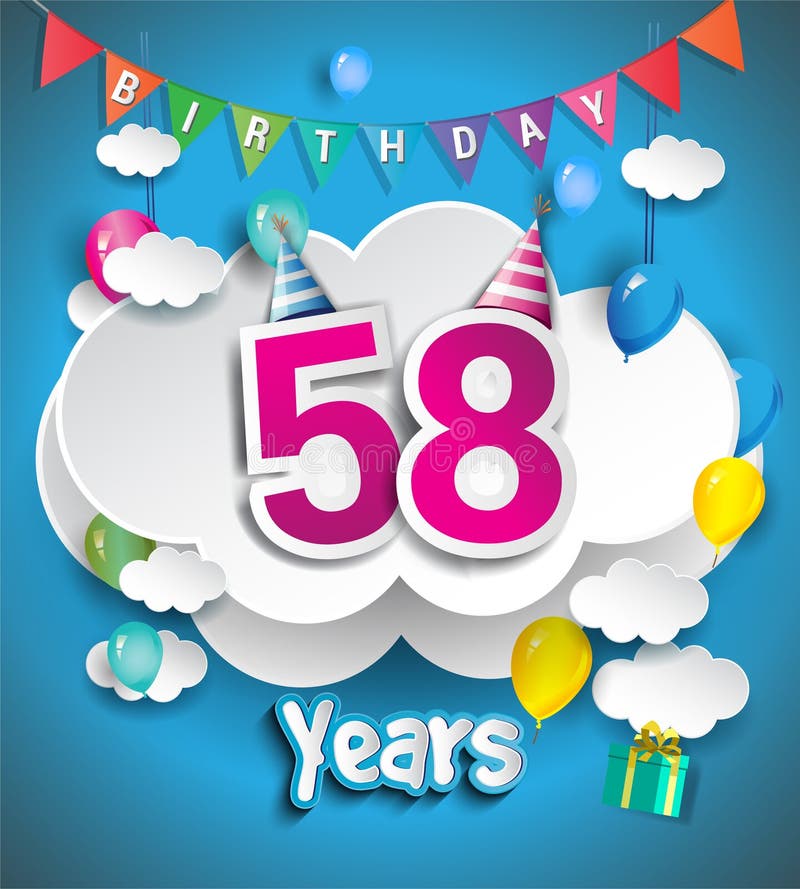 58th Anniversary Logo with Silver Ring Combination Blue Ribbon and ...