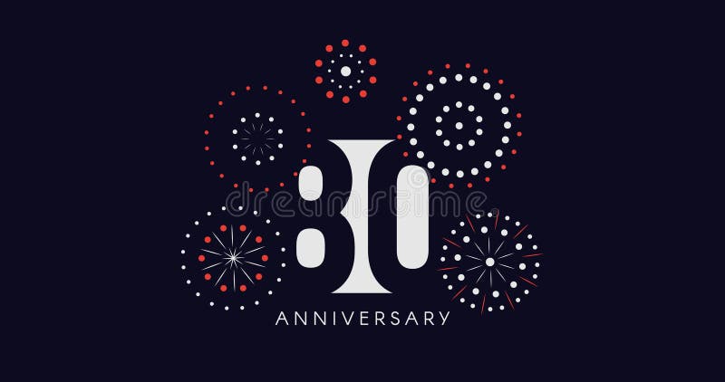 80th Anniversary Celebration Design with Fireworks on Dark Background ...