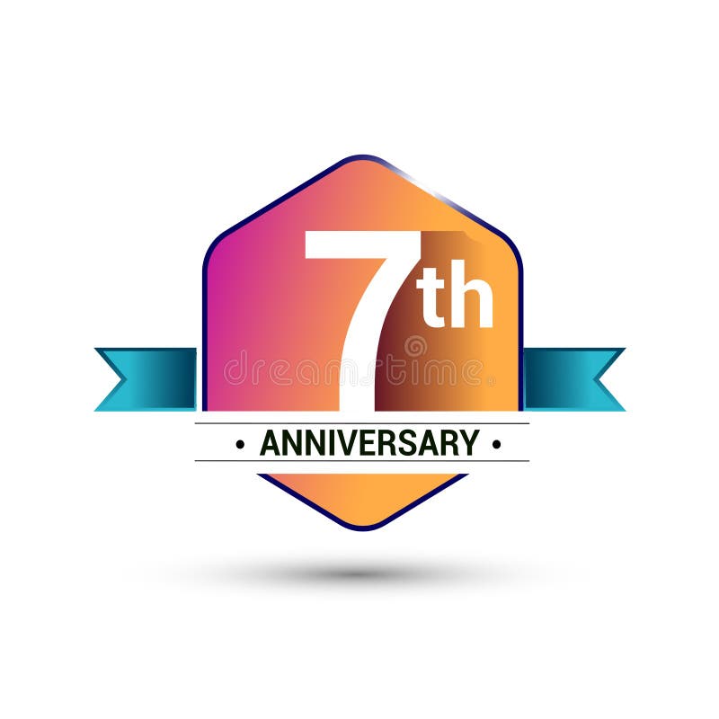 7th Anniversary Celebration Isolated in Colorful Hexagon Shape and Blue ...
