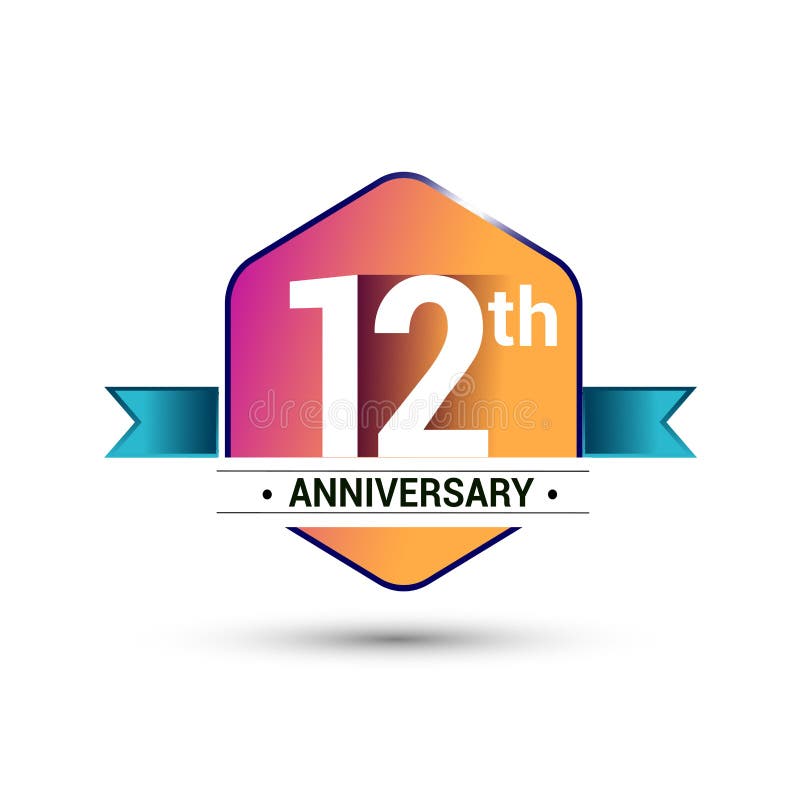 12th Anniversary Celebration Logo, with Gift Box and Balloons, Red ...