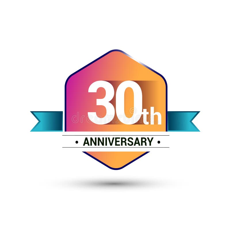30th Anniversary Logo with Silver Ring Combination Blue Ribbon and ...