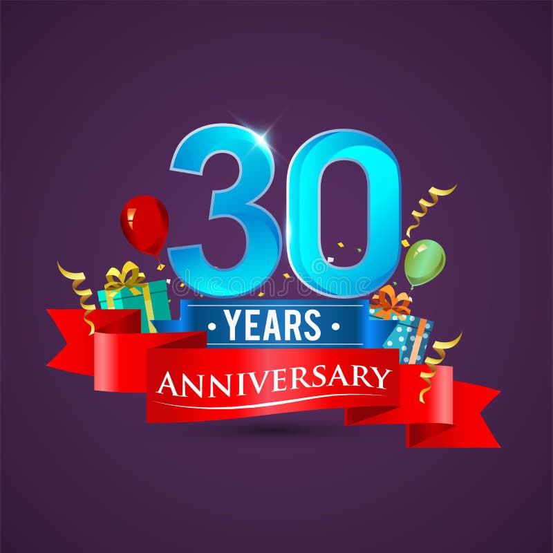 30th Anniversary Confetti Balloons Stock Illustrations – 93 30th ...