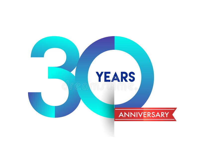 30th Anniversary Logo with Silver Ring Combination Blue Ribbon and ...