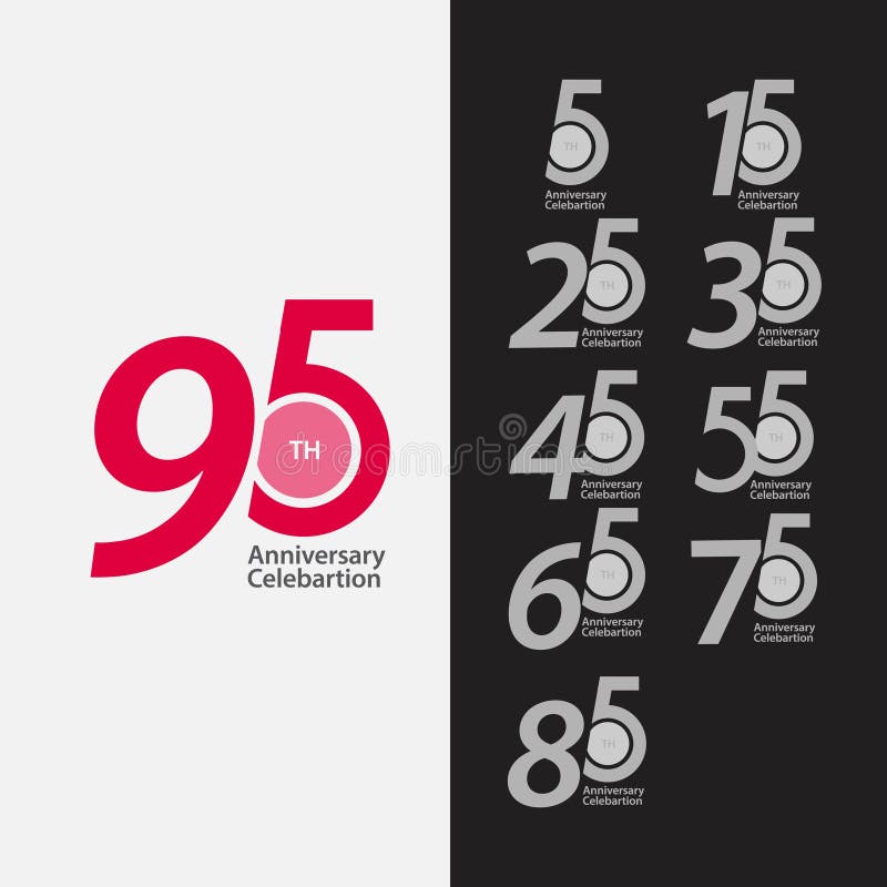 95 Th Anniversary Celebration Set Vector Template Design Illustration ...