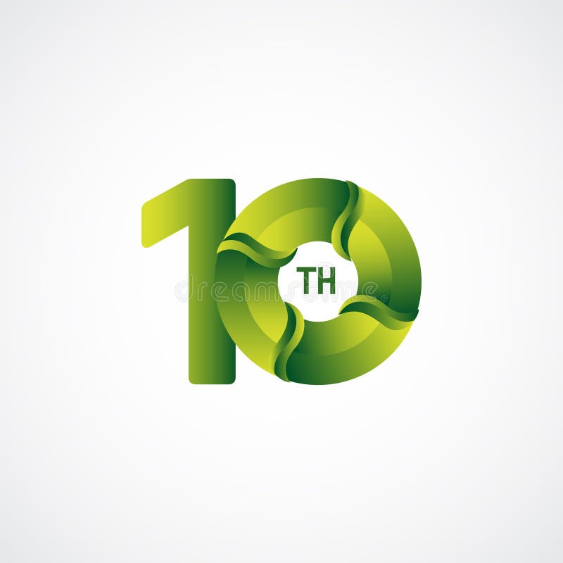 10 Th Anniversary Celebrations Green Gradient Vector Template Design ...