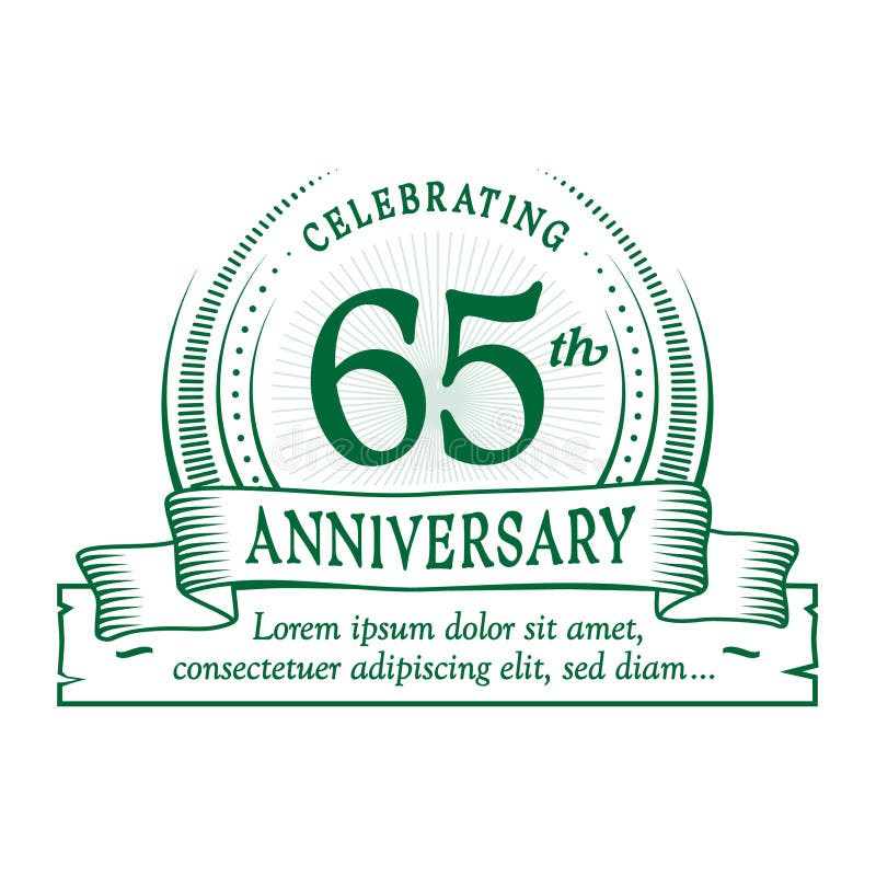 65th Anniversary Design Template. 65 Years Logo. Sixty-five Years ...