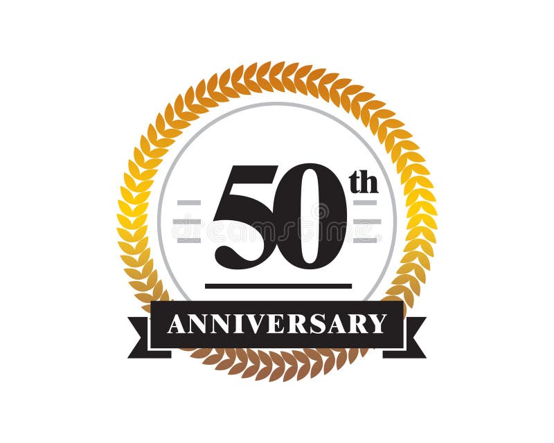 50th Anniversary Golden Emblem Stock Vector - Illustration of element ...
