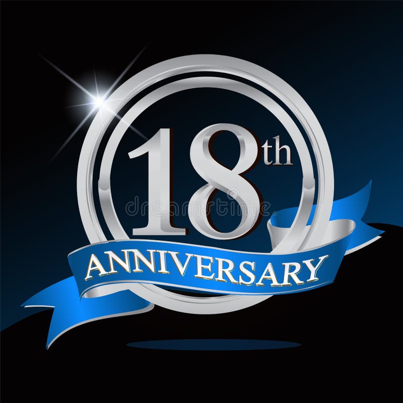 18th Anniversary Years Celebration Logotype. Logo Ribbon Gold Number ...