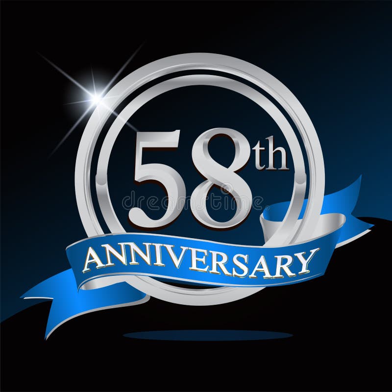 Celebrating 58th Anniversary Logo, with Confetti and Balloons, Clouds ...