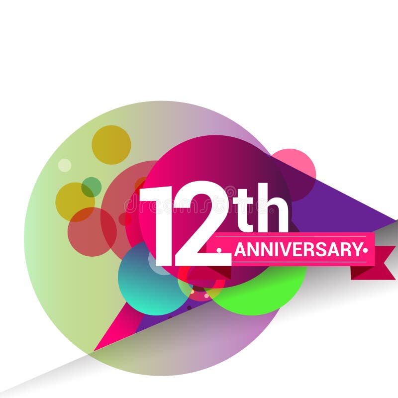 12th Anniversary Logo with Colorful Geometric Background, Vector Design ...