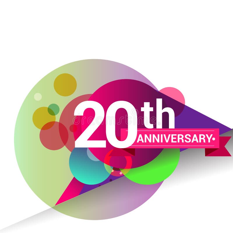 20th Anniversary Logo with Colorful Geometric Background, Vector Design ...