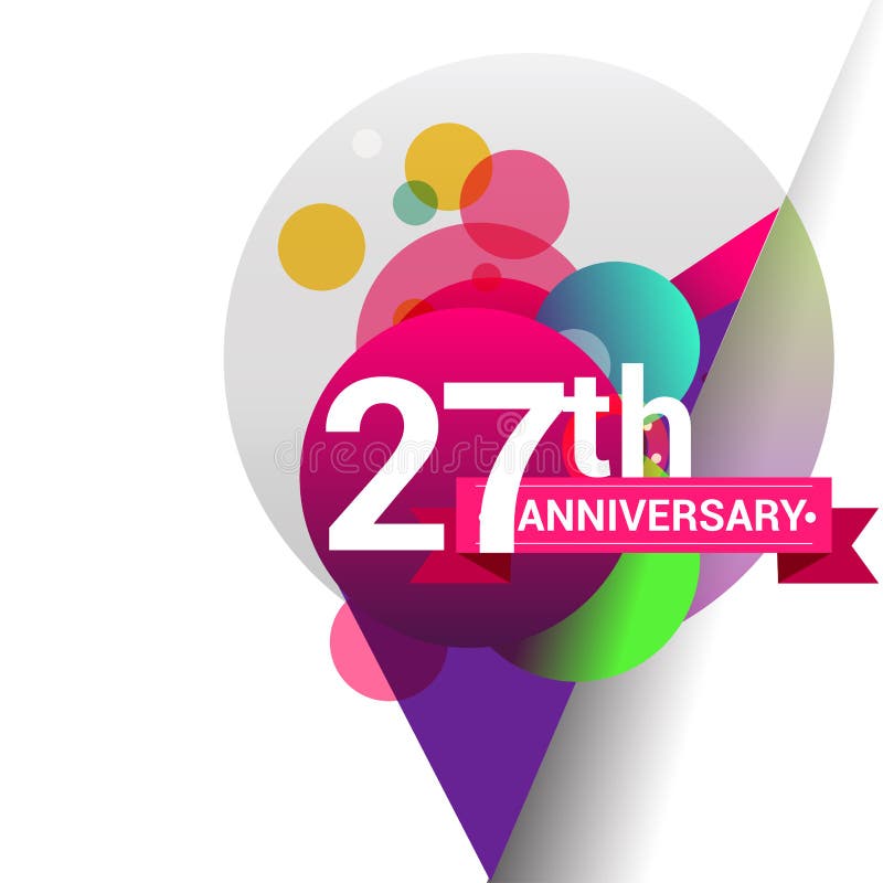 27th Anniversary Logo with Colorful Geometric Background, Vector Design ... 27th Anniversary Logo with Colorful Geometric Background, Vector Design ...