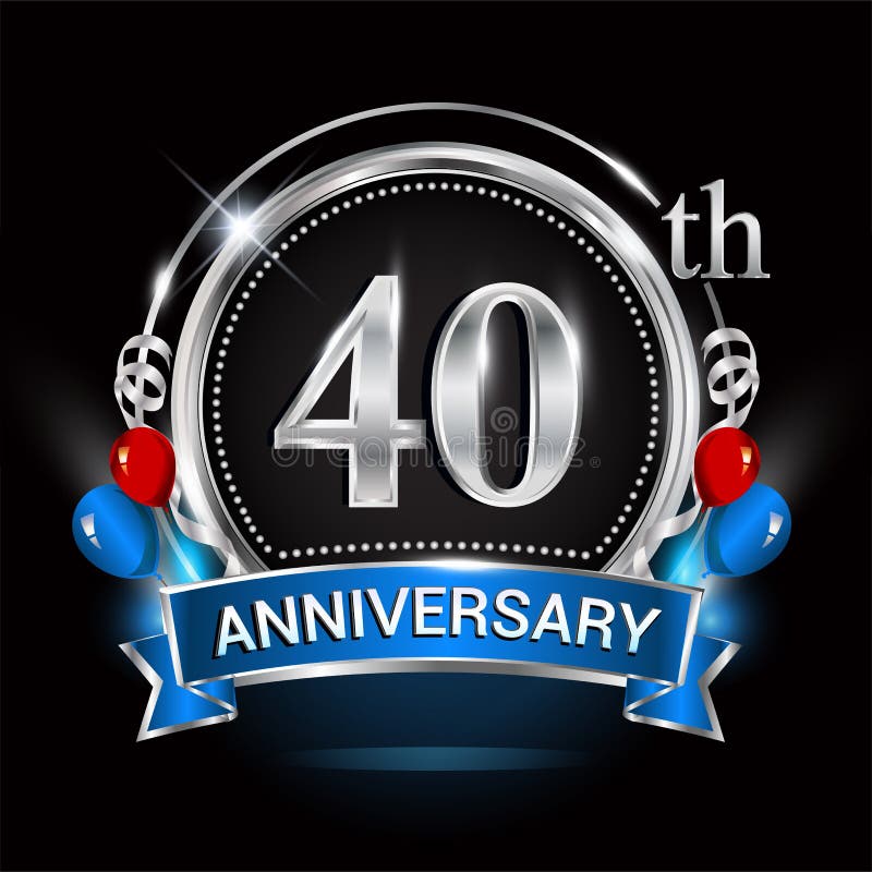 40th Silver Anniversary Logo with Laurel Wreath, Ribbon and Silver Ring ...