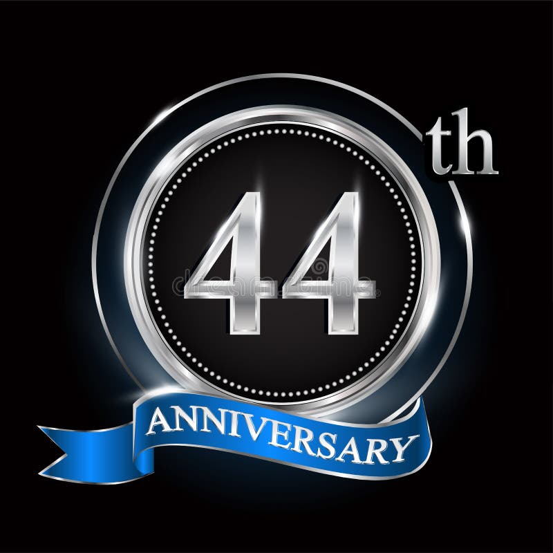 44th Silver Anniversary Logo with Blue Ribbon and Ring Stock ...
