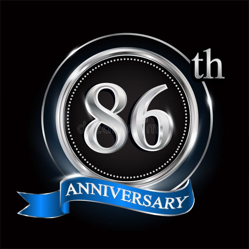 86th Anniversary Logo with Silver Ring and Blue Ribbon Stock ...