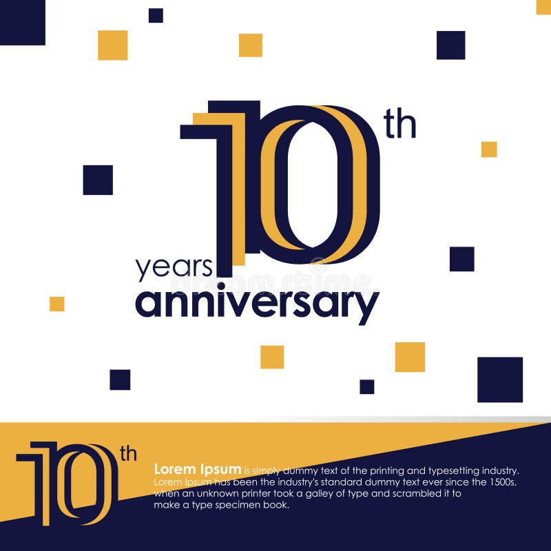 10th Anniversary Logotype with Blue and Orange Color Design Template ...