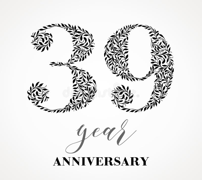 Celebrating 39th Anniversary Golden Sign With Diamonds, Vector Stock ...