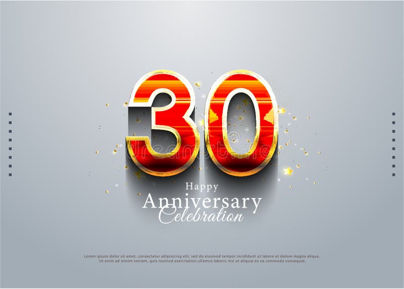 30th Anniversary with Shiny Red Numbers. Vector Premium Design Stock ...