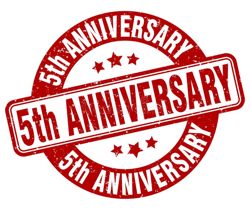 5th Anniversary Stamp. 5th Anniversary Label. Round Grunge Sign Stock ...