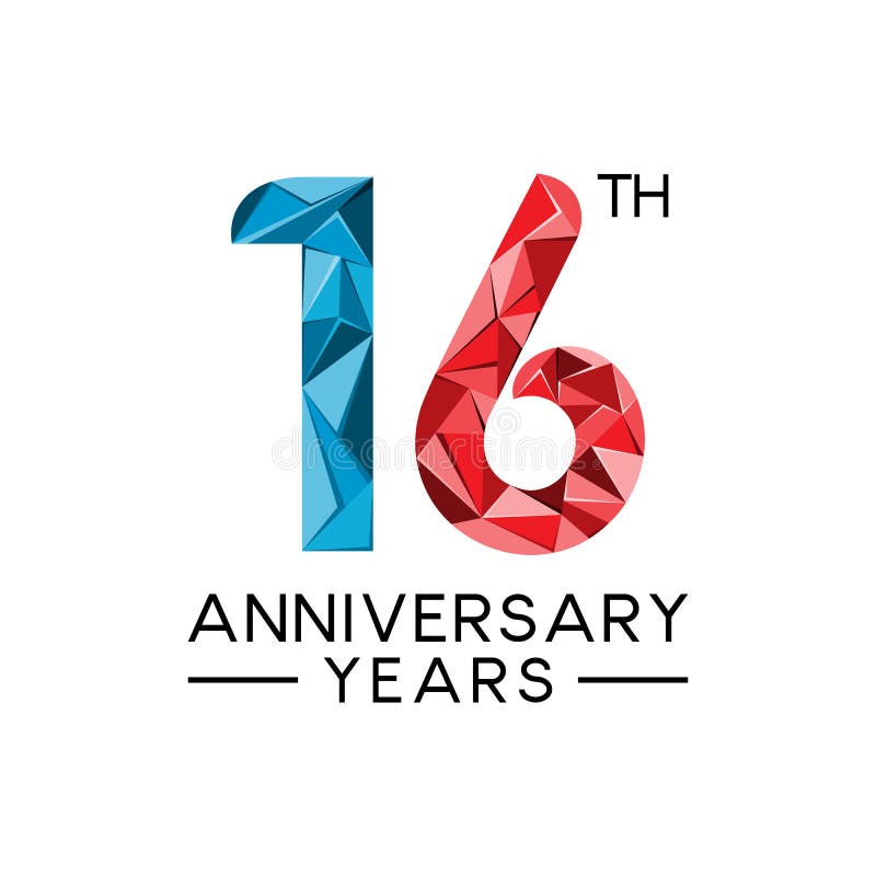 16th Anniversary Years Abstract Triangle Modern Full Color Stock Vector ...