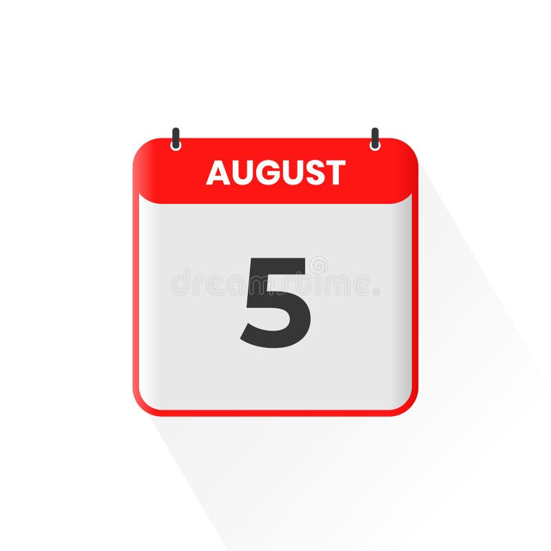 5th August Calendar Icon. August 5 Calendar Date Month Icon Vector ...