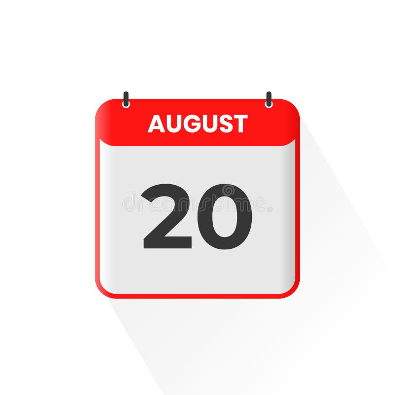 20th August Calendar Icon. August 20 Calendar Date Month Icon Vector ...
