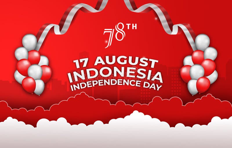 17th of August Indonesian Independence Day Banner with Abstract ...