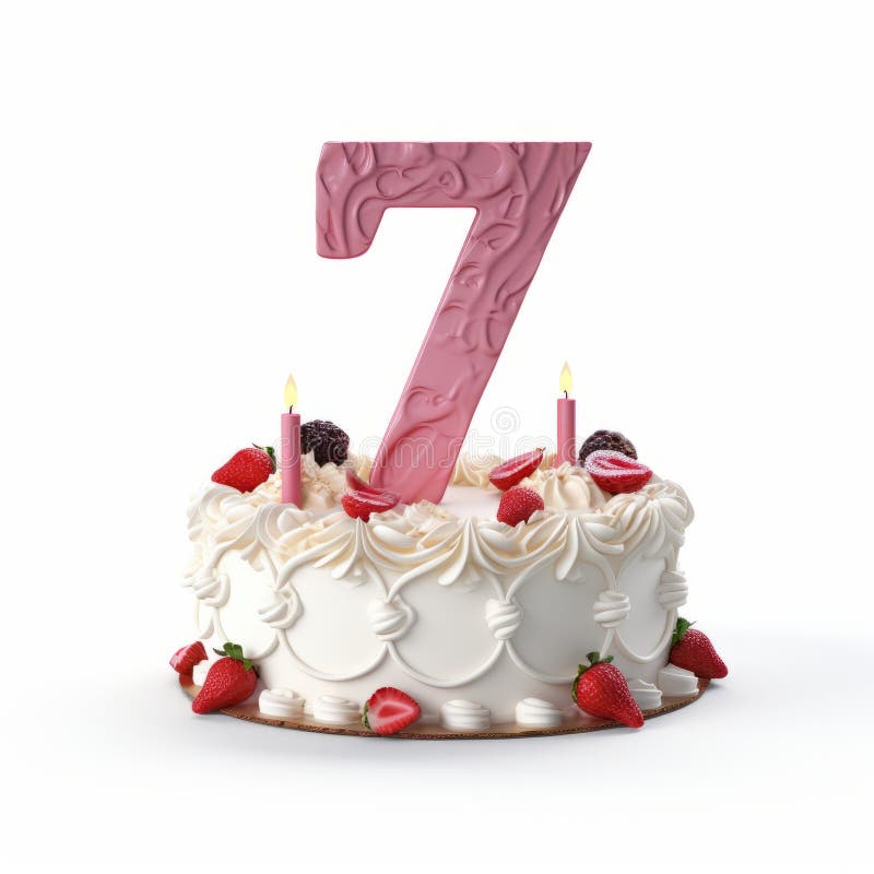 Pink Number Seven Cake with Strawberries - a Celebration of Rural Life ...