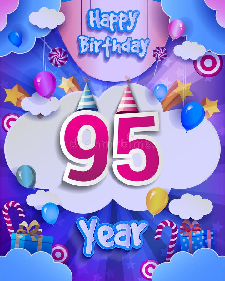 95th Birthday Badge Logo Design. Ninety Five Years Anniversary Banner ...