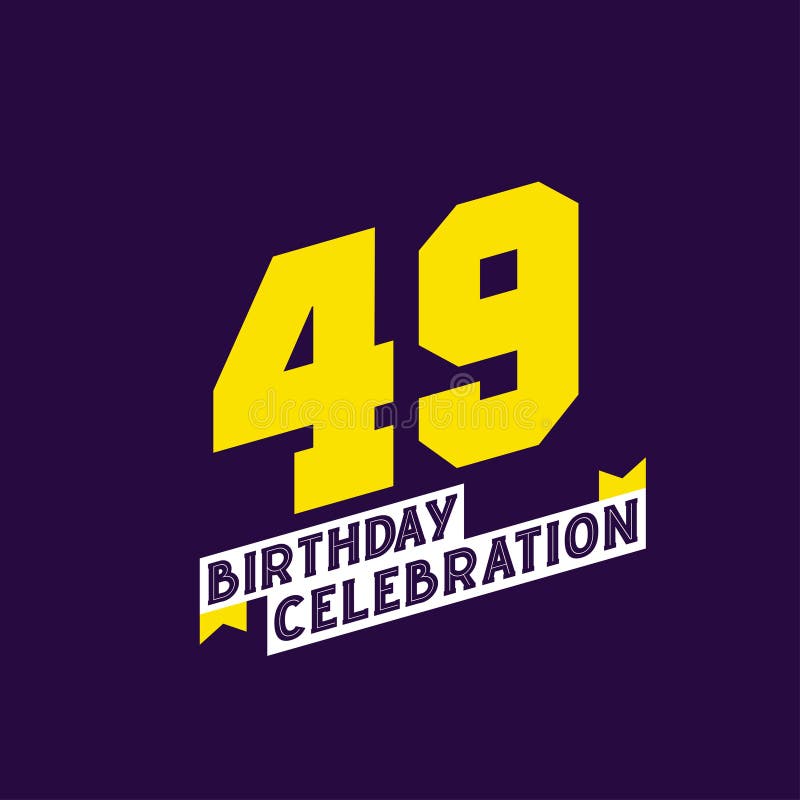 49th Birthday Logo with Silver Ring and Blue Ribbon, Vector Design ...