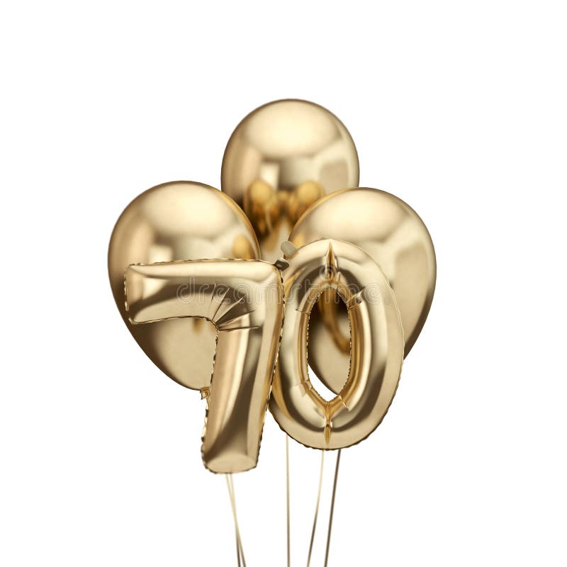 70th Birthday Gold Foil Bunch of Balloons. Happy Birthday Stock ...