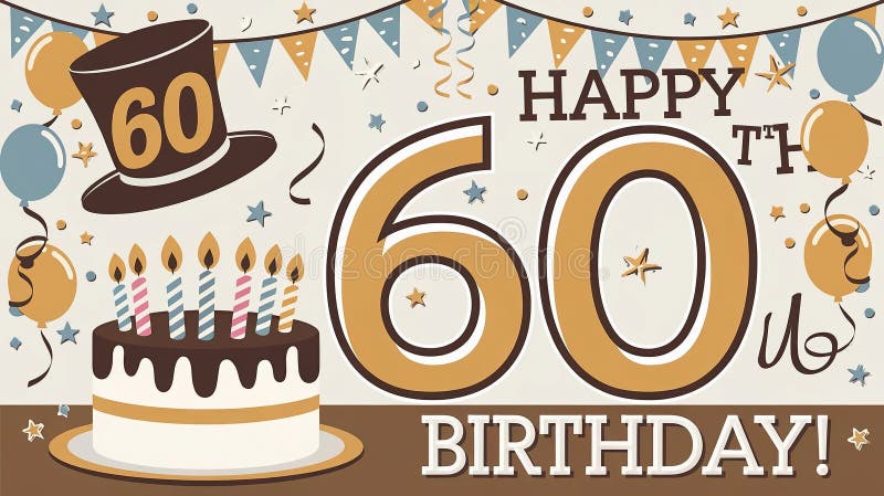 A 60th Birthday Greeting Card with the Text Happy 60th Birthday Stock ...