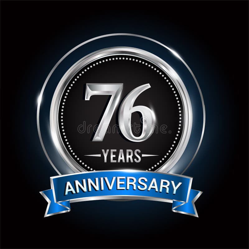 76th Silver Anniversary Logo with Ribbon and Ring Stock Illustration ...