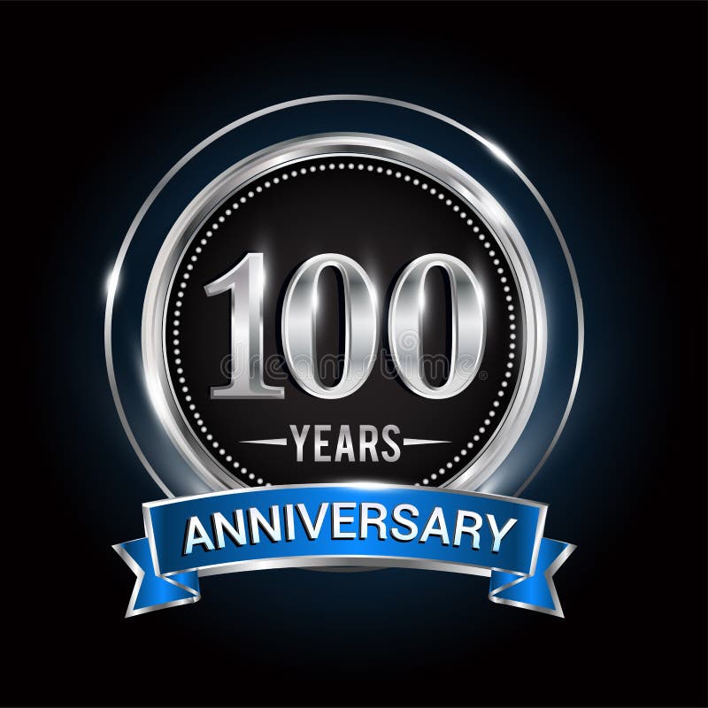 100th Silver Anniversary Logo with Laurel Wreath, Ribbon and Silver ...