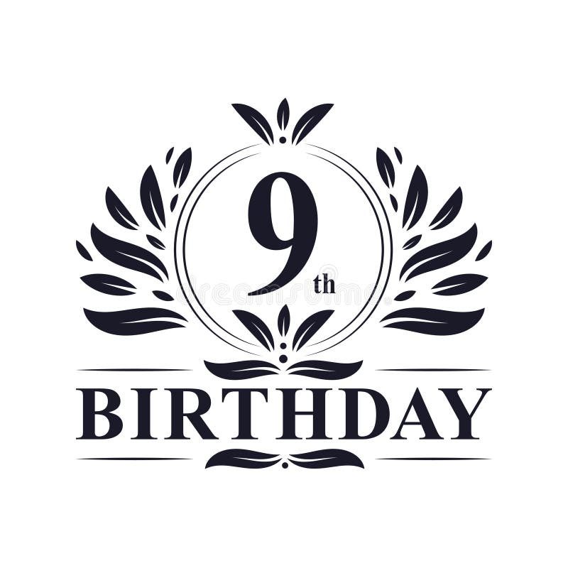 9th Birthday Logo, 9 Years Birthday Celebration Stock Vector ...