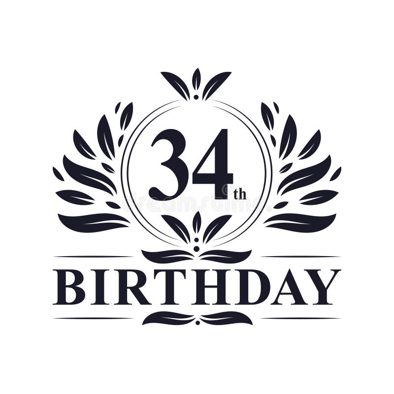 34th Birthday Logo, 34 Years Birthday Celebration Stock Vector ...
