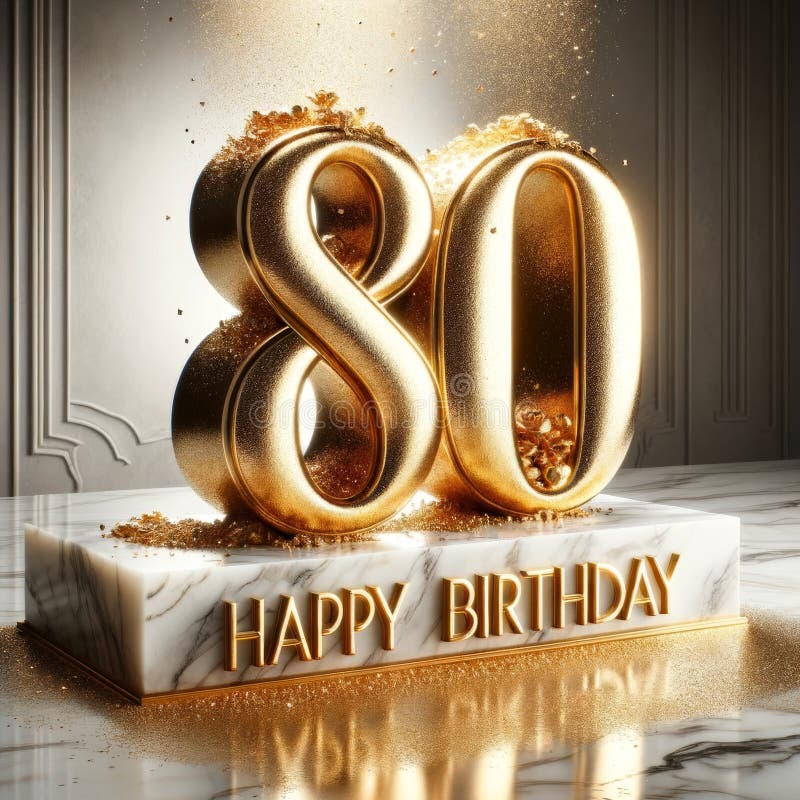 Shimmering Gold 80th Birthday Scene of Elegance Stock Illustration ...