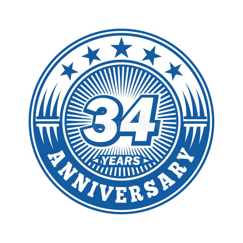 34 Years Anniversary Celebration. 34th Anniversary Logo Design. 34years ...