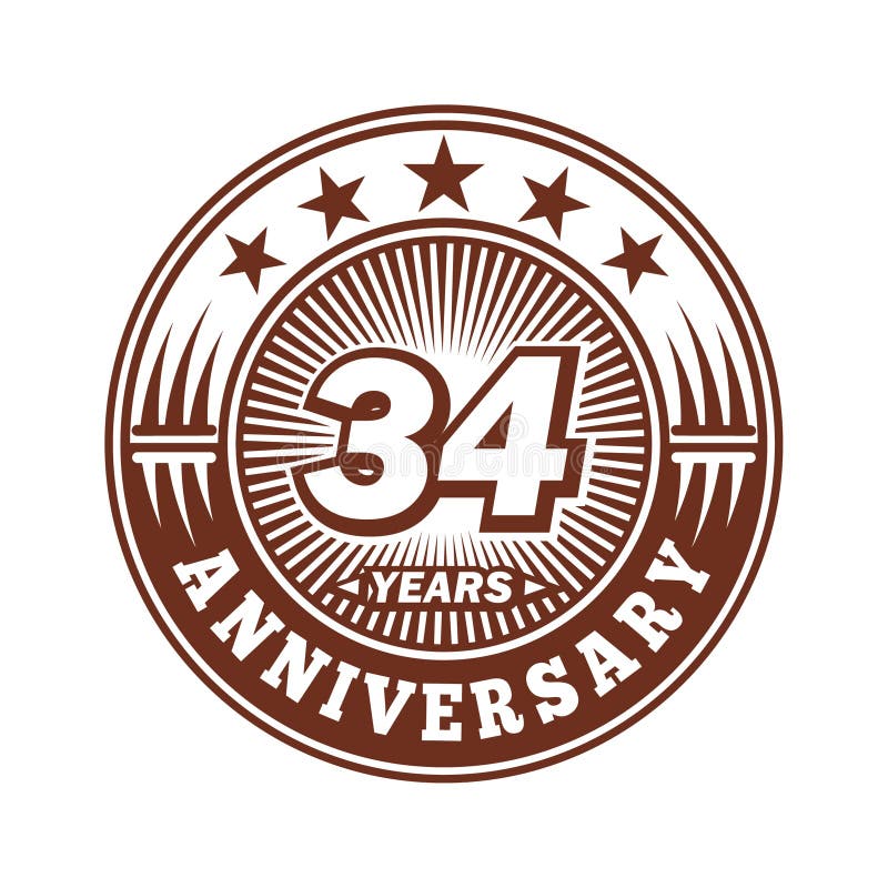 34 Years Anniversary Celebration. 34th Anniversary Logo Design. 34years ...