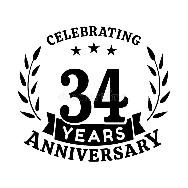 34 Years Anniversary Celebration Logotype. 34th Anniversary Logo ...