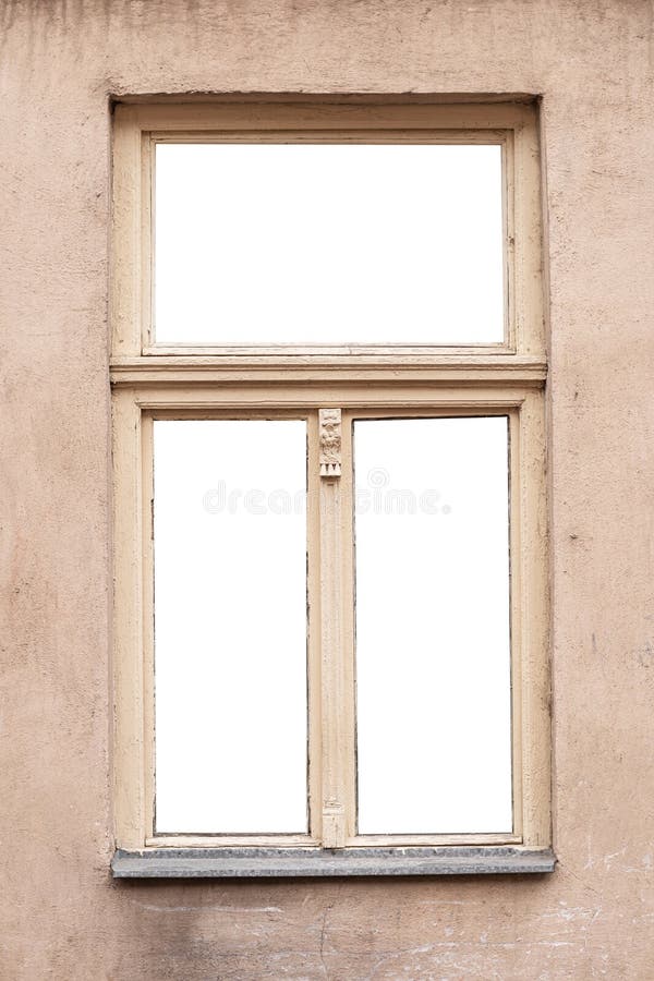 19th Century Beige Wooden Window Isolated on White Background Stock ...