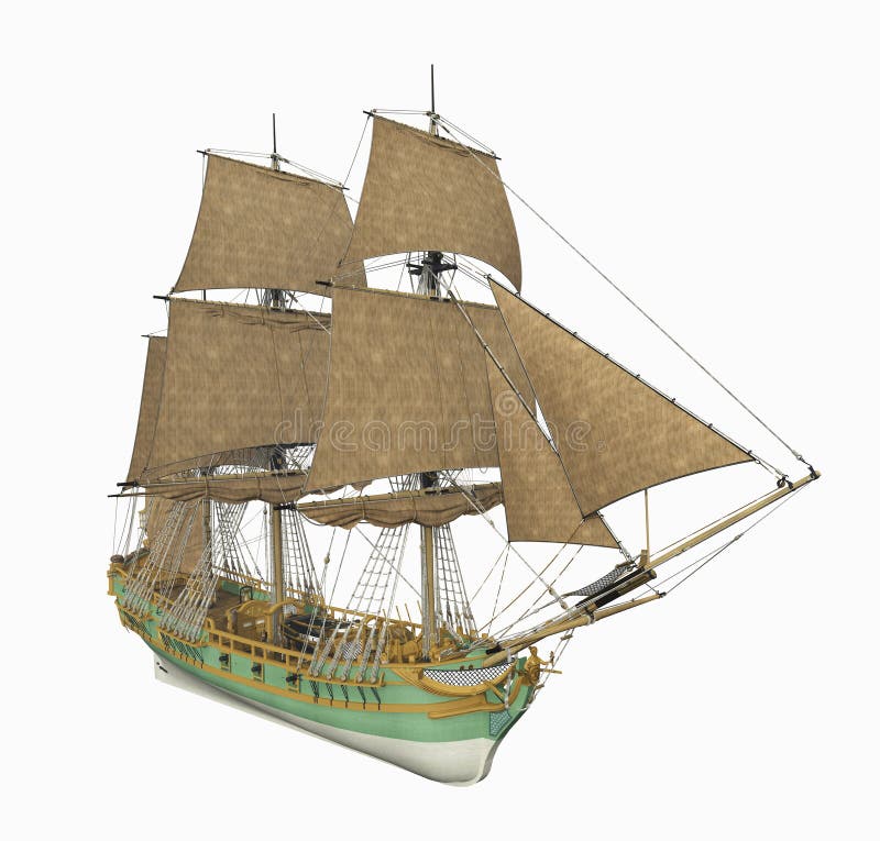 18th century corvette ship stock illustration. Illustration of voyage ...